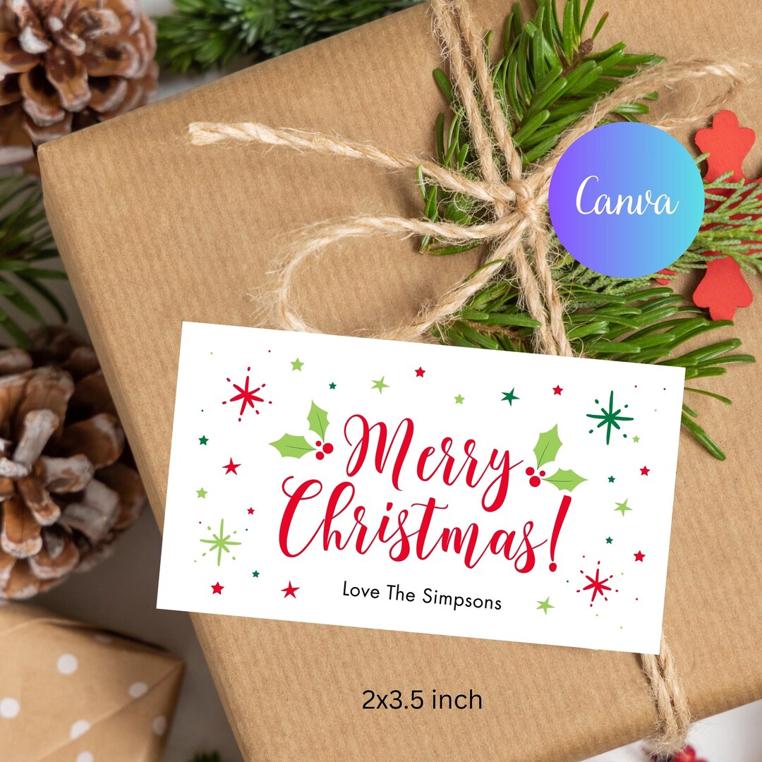 Editable Christmas Favor Tags Holiday Gift Tags Merry Christmas Holiday ...