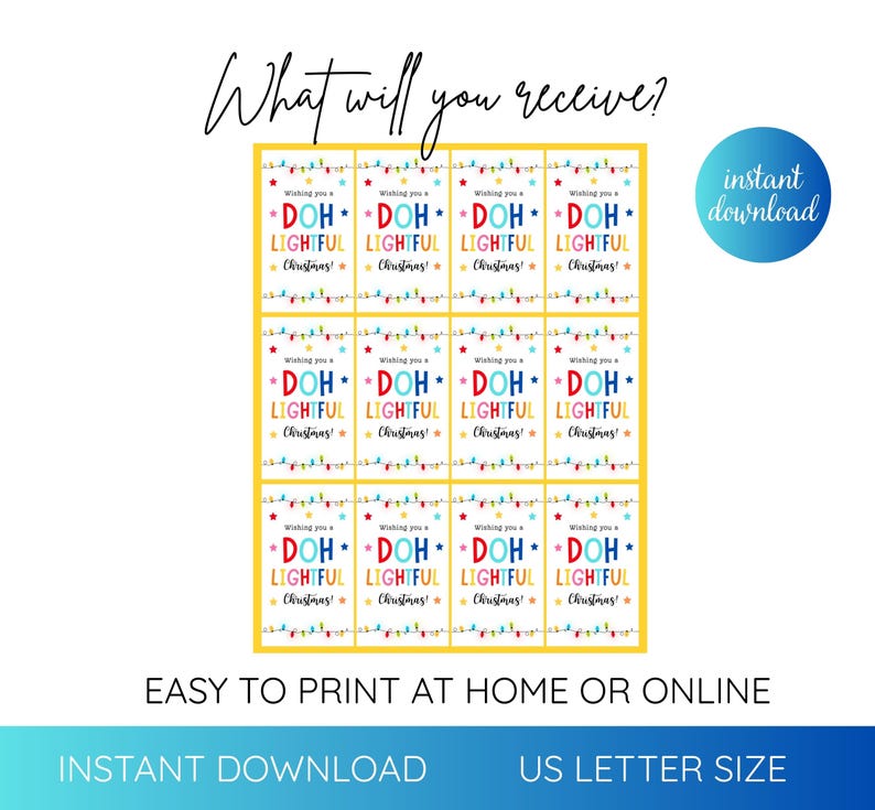 Colorful Christmas Play Doh Tag Template, Printable Wishing You A Doh ...