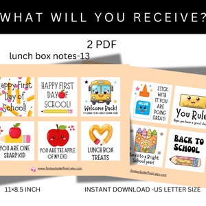 Back to School Lunch Box Notes Printable School Lunch Nox Notes Instant ...