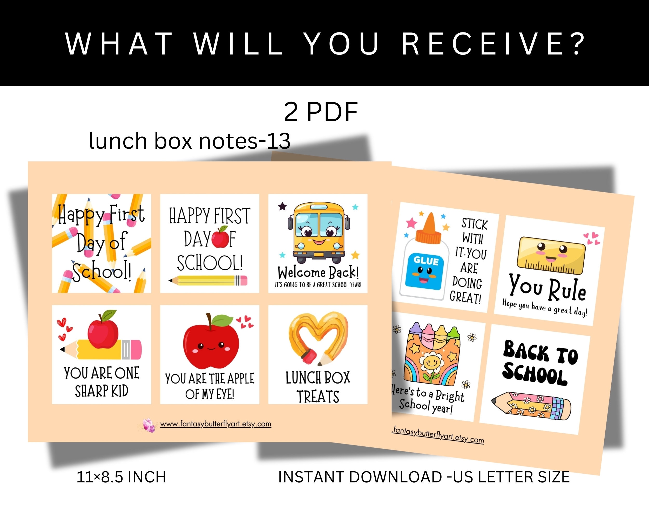Back to School Lunch Box Notes Printable School Lunch Nox Notes Instant ...