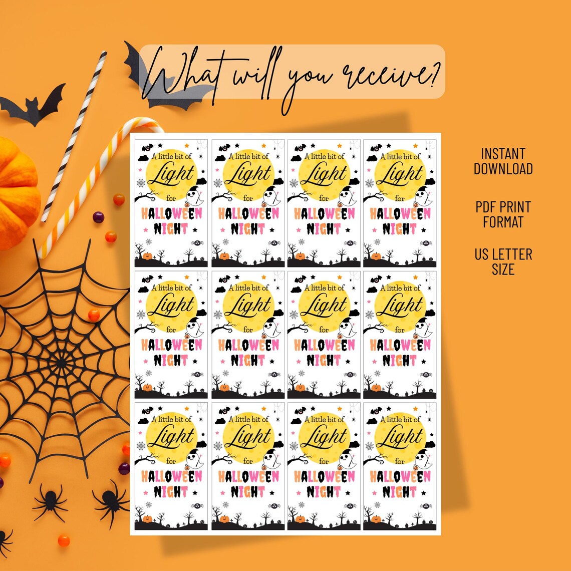 Halloween Glow Stick Tags, A Little Light for Halloween Night ...