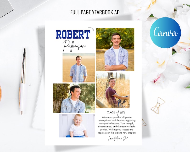 Editable Graduation Yearbook Ad Template Canva Full Half Quarter Page ...