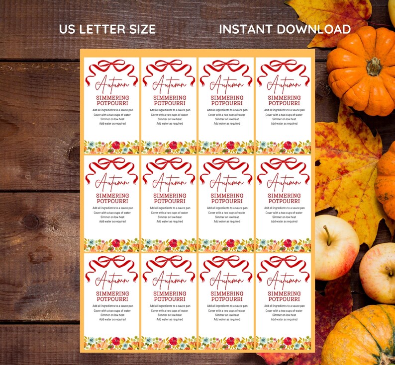 Editable Autumn Simmering Potpourri Tag Fall Stovetop Simmer Pot Gift ...