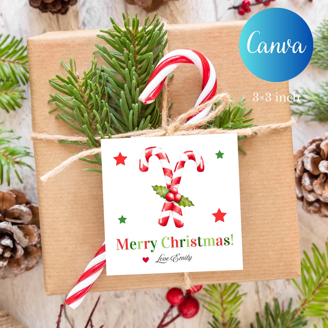 Printable Candy Cane Christmas Tag Christmas Treat Bag Gift Tag ...