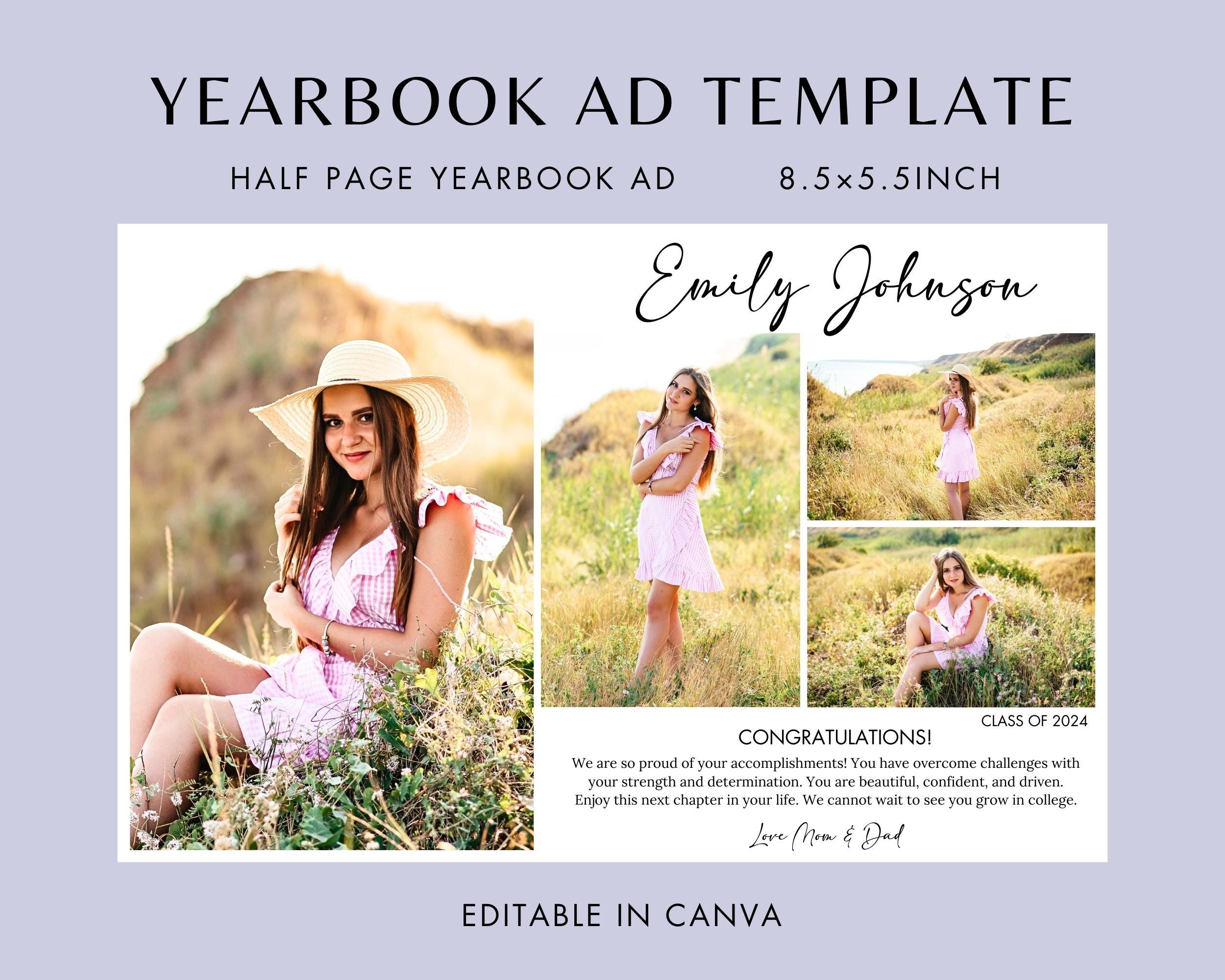 Half Page High School Senior Yearbook Ad, Senior Graduation Tribute ...