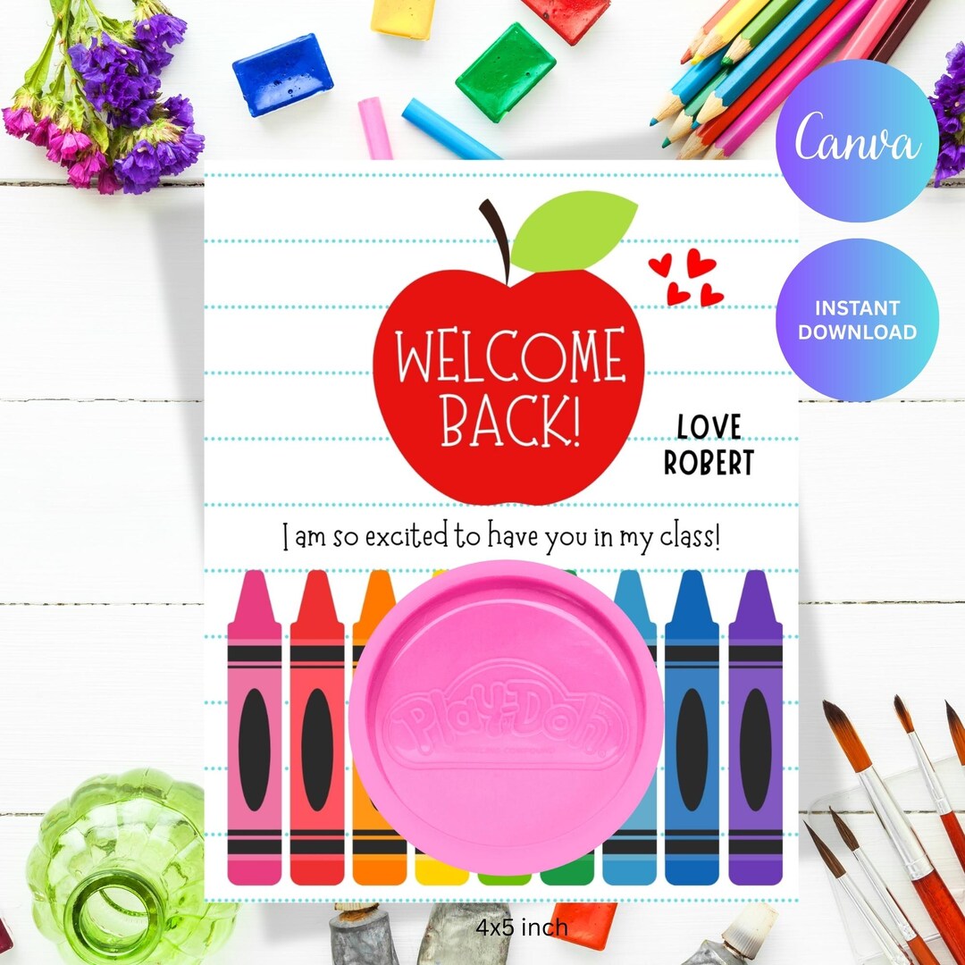 Back to School Play Dough Card Template, Printable Won-doh-ful School ...