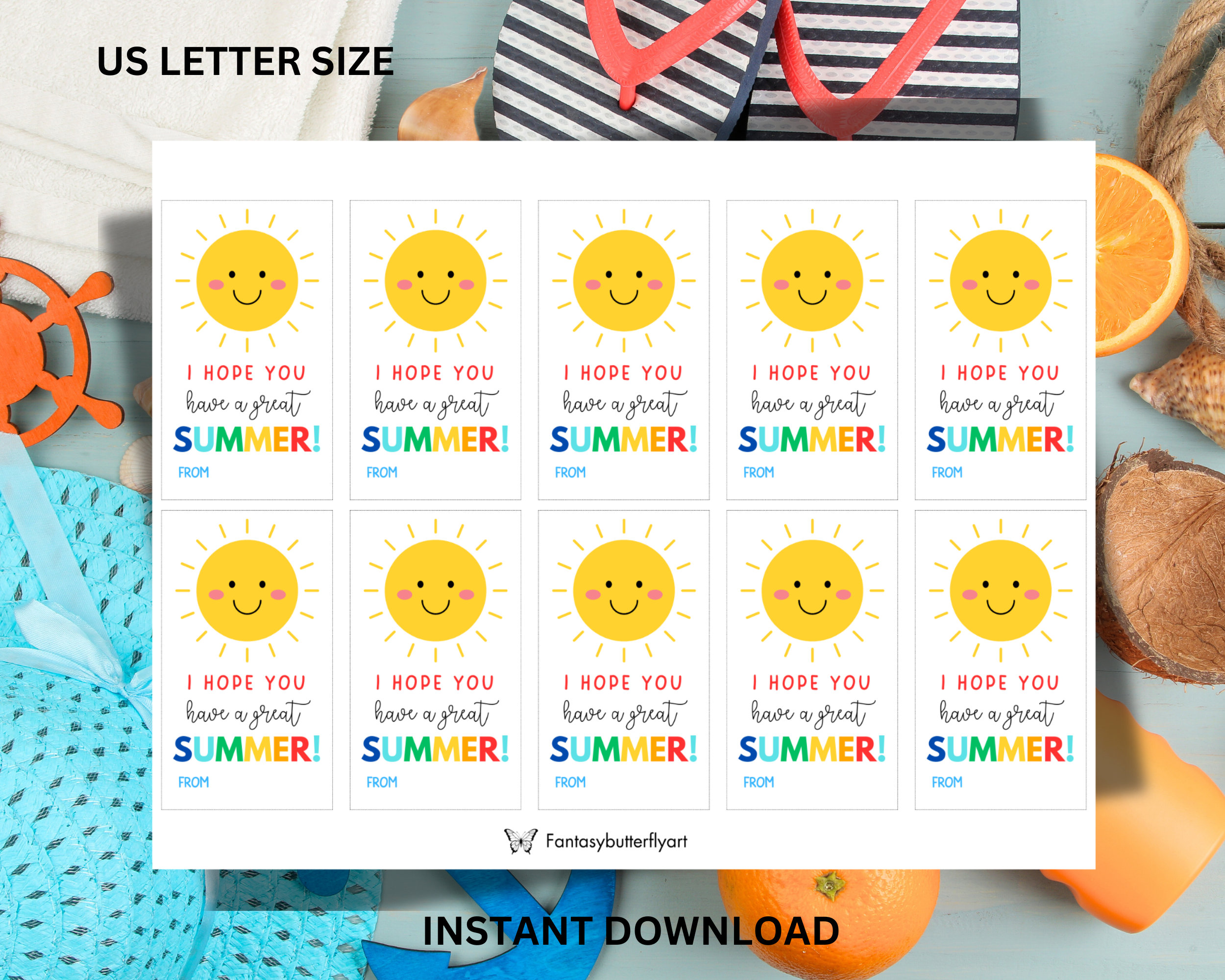 I Hope You Have A Great Summer Printable Gift Tag Template Last Day of ...