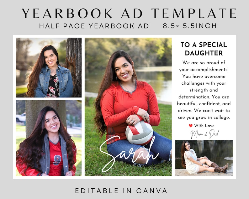 Half Page High School Senior Yearbook Ad, Senior Graduation Tribute ...