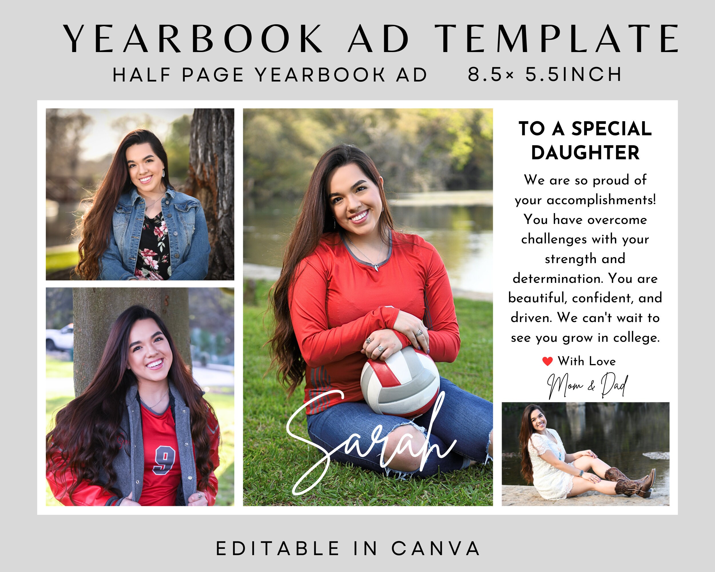 Half Page High School Senior Yearbook Ad, Senior Graduation Tribute ...