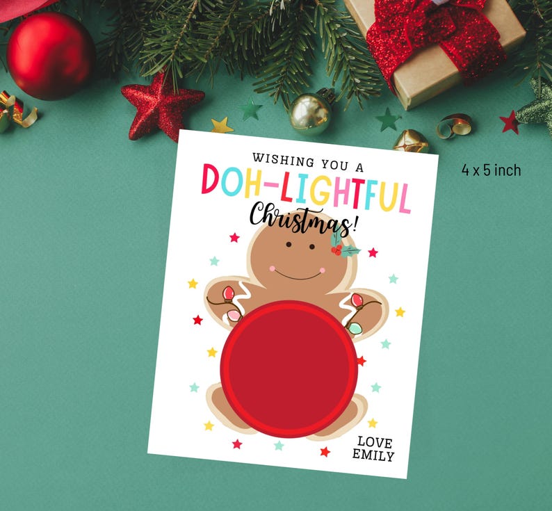 Christmas Gingerbread Play Doh Card Templateprintable Wishing You A Doh ...