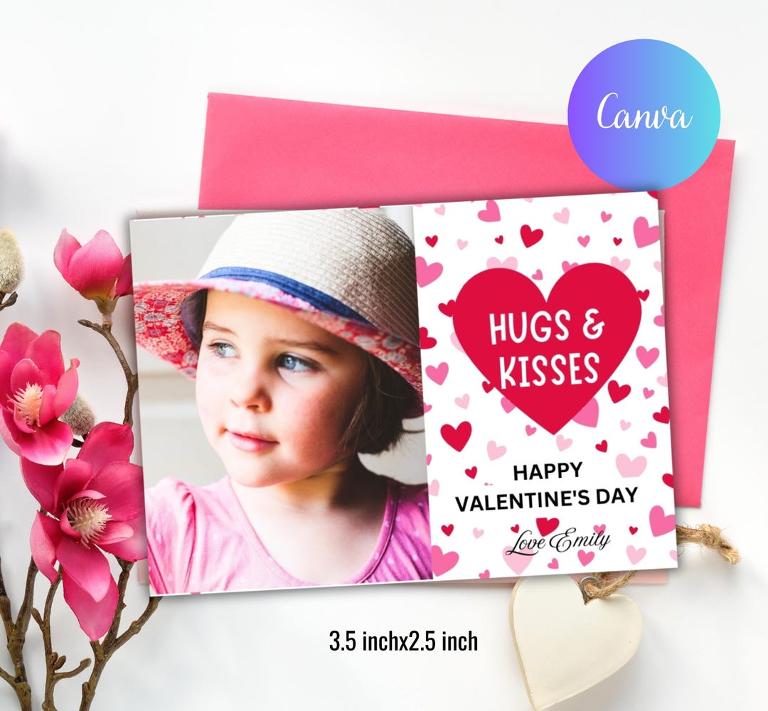 Photo Card Valentine's Day Printable Custom Classroom Photo Valentine ...