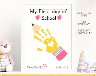 First Day of School Handprint Craft Back to School Printable Memory ...