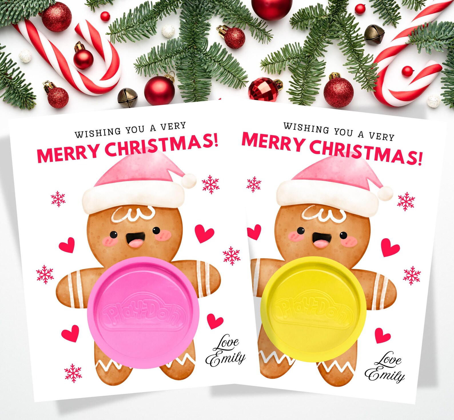 Christmas Play Doh Card Template, Printable Wishing You A Doh-lightful ...