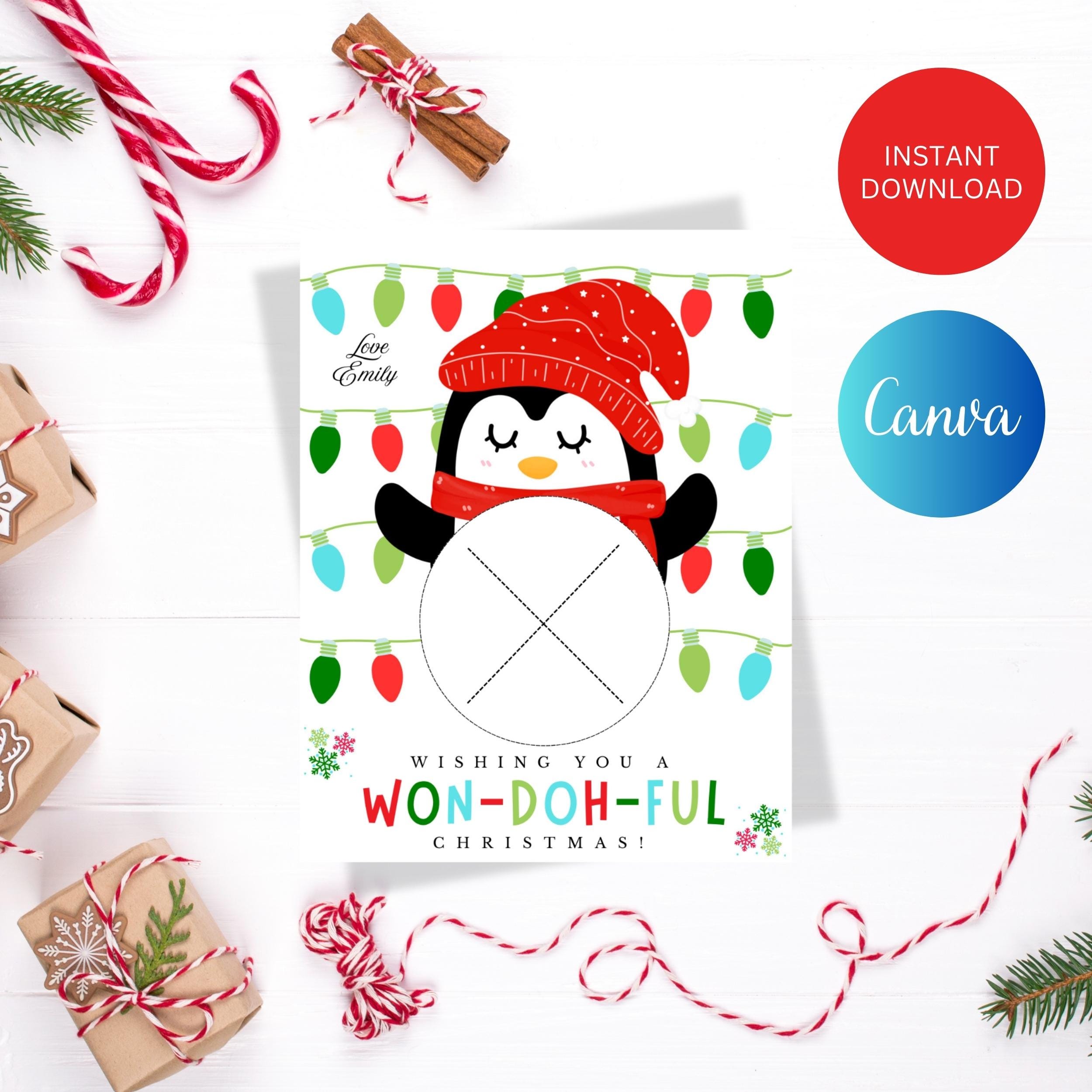 Christmas Play Doh Card Template, Printable Wishing You A Doh-lightful ...