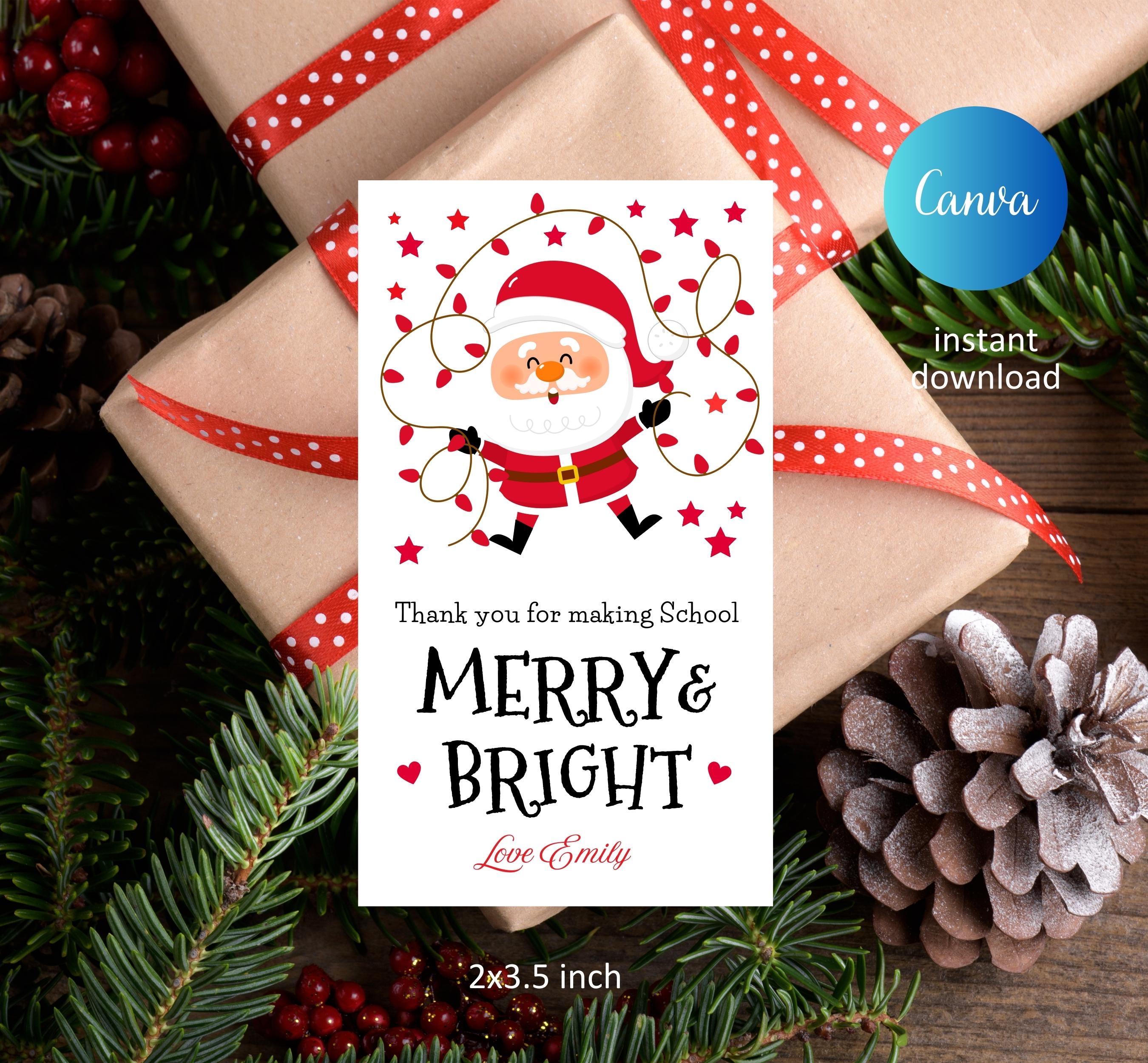School Christmas Gift Tag Printable Thanks for Making School Merry and ...