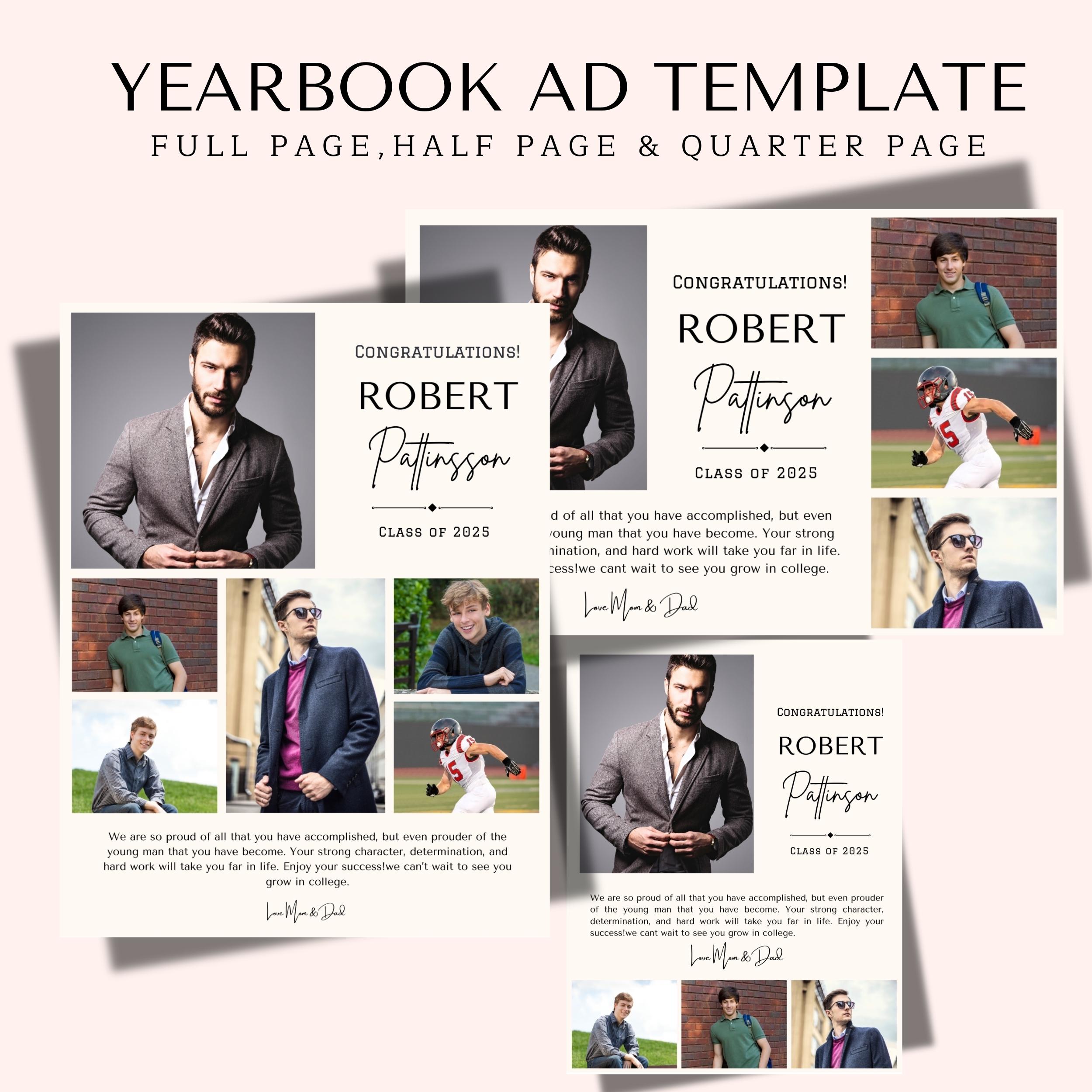 Editable Yearbook Ad Template, Full Page Half Page Quarter Page Senior ...