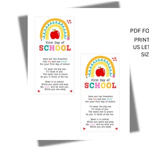 First Day of School Bracelet PRINTABLE Instant Download, Back to School ...