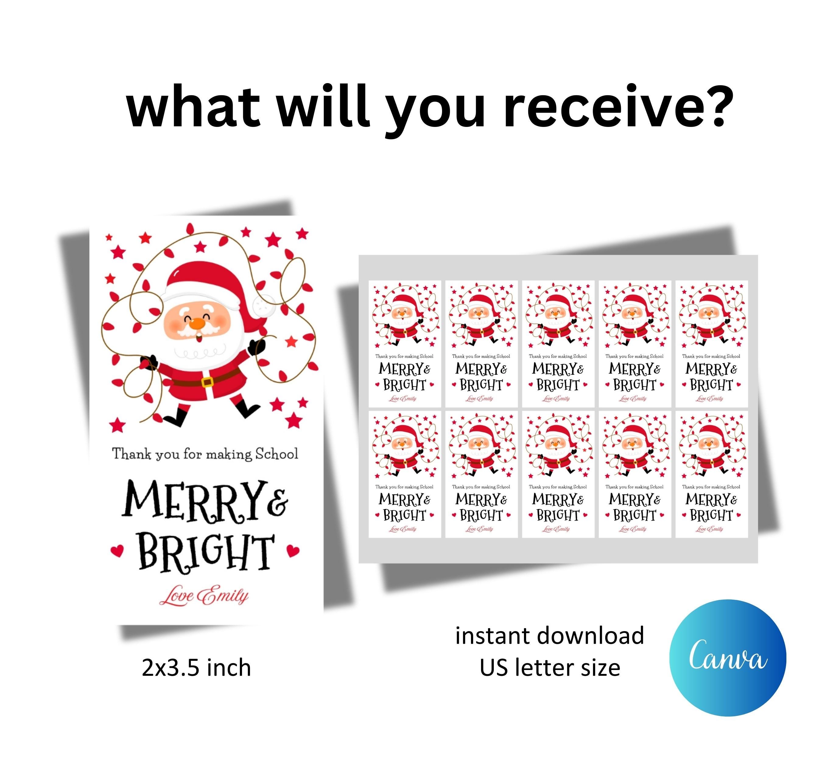 School Christmas Gift Tag Printable Thanks for Making School Merry and ...