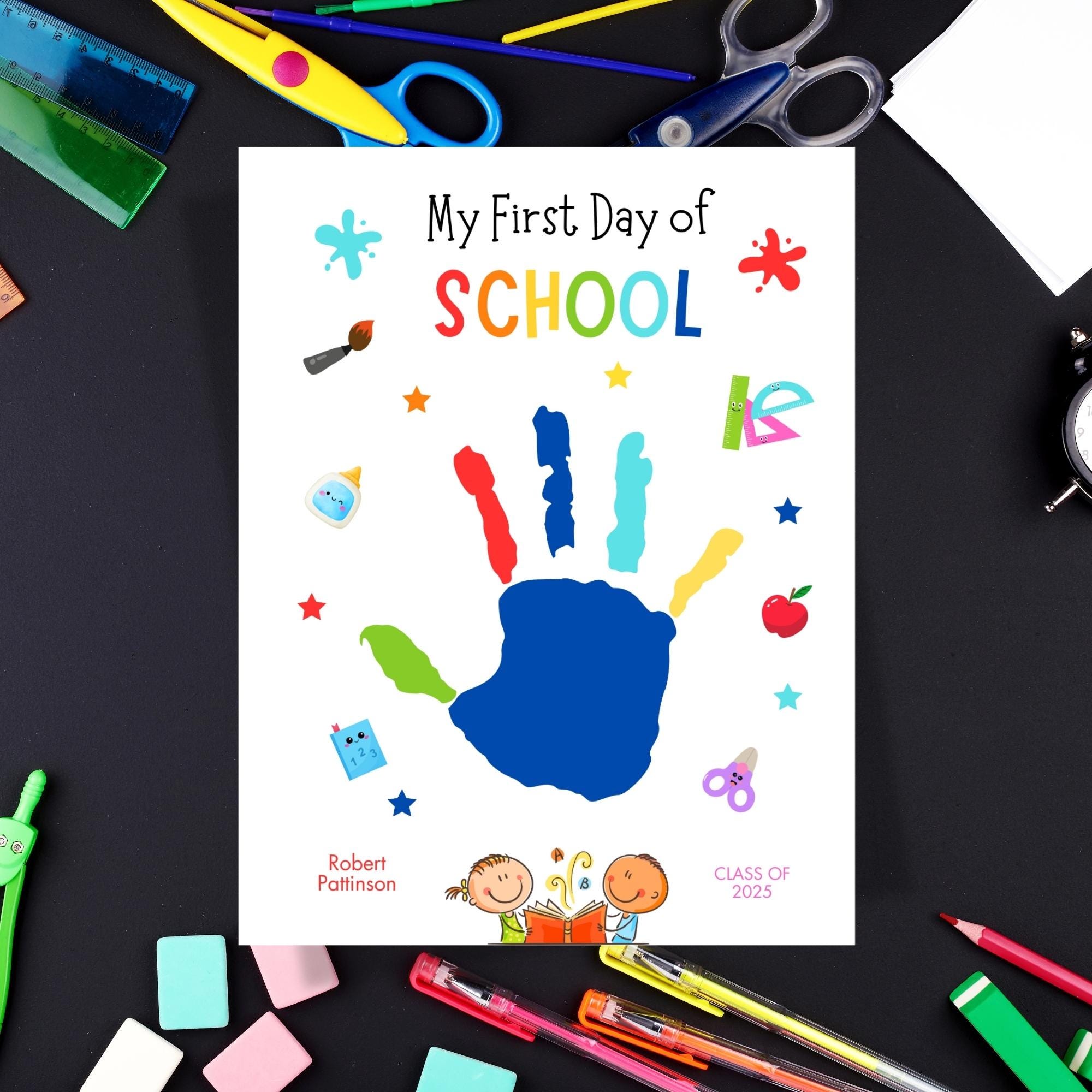 First Day of School Handprint Art: Keepsake Craft (PDF) - Etsy