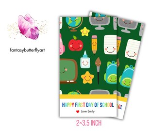 Printable First Day of School Gift Tag, School Supplies Rainbow Tag ...