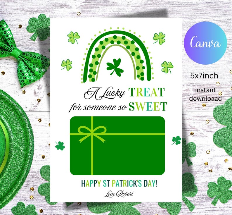 Lucky Treat for Someone Sweet Printable Gift Card Holder, Instant ...