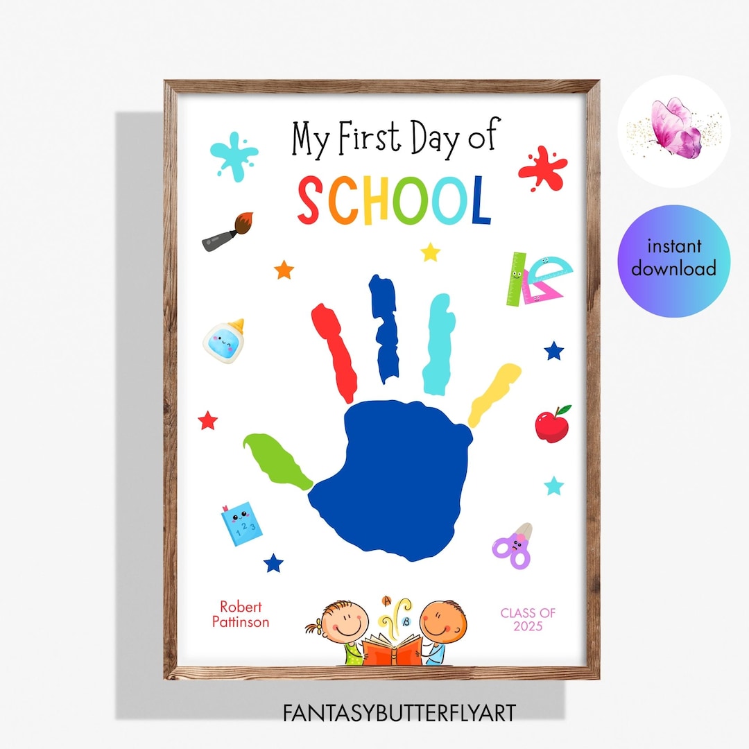 First Day of School Handprint Art: Keepsake Craft (PDF) - Etsy