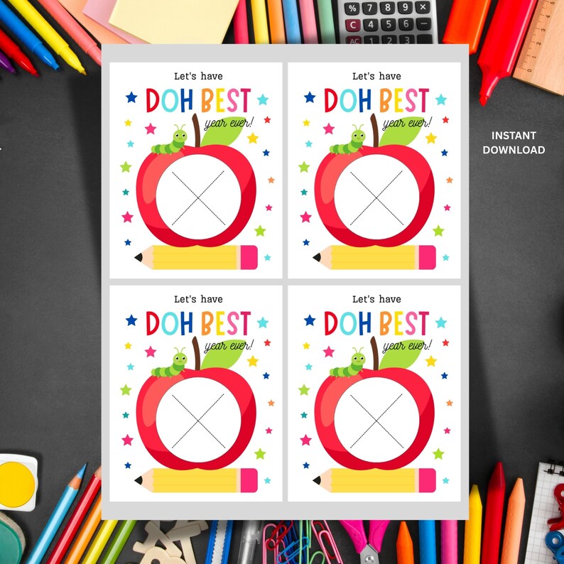 Back to School Play Dough Card Template, Printable Won-doh-ful School ...