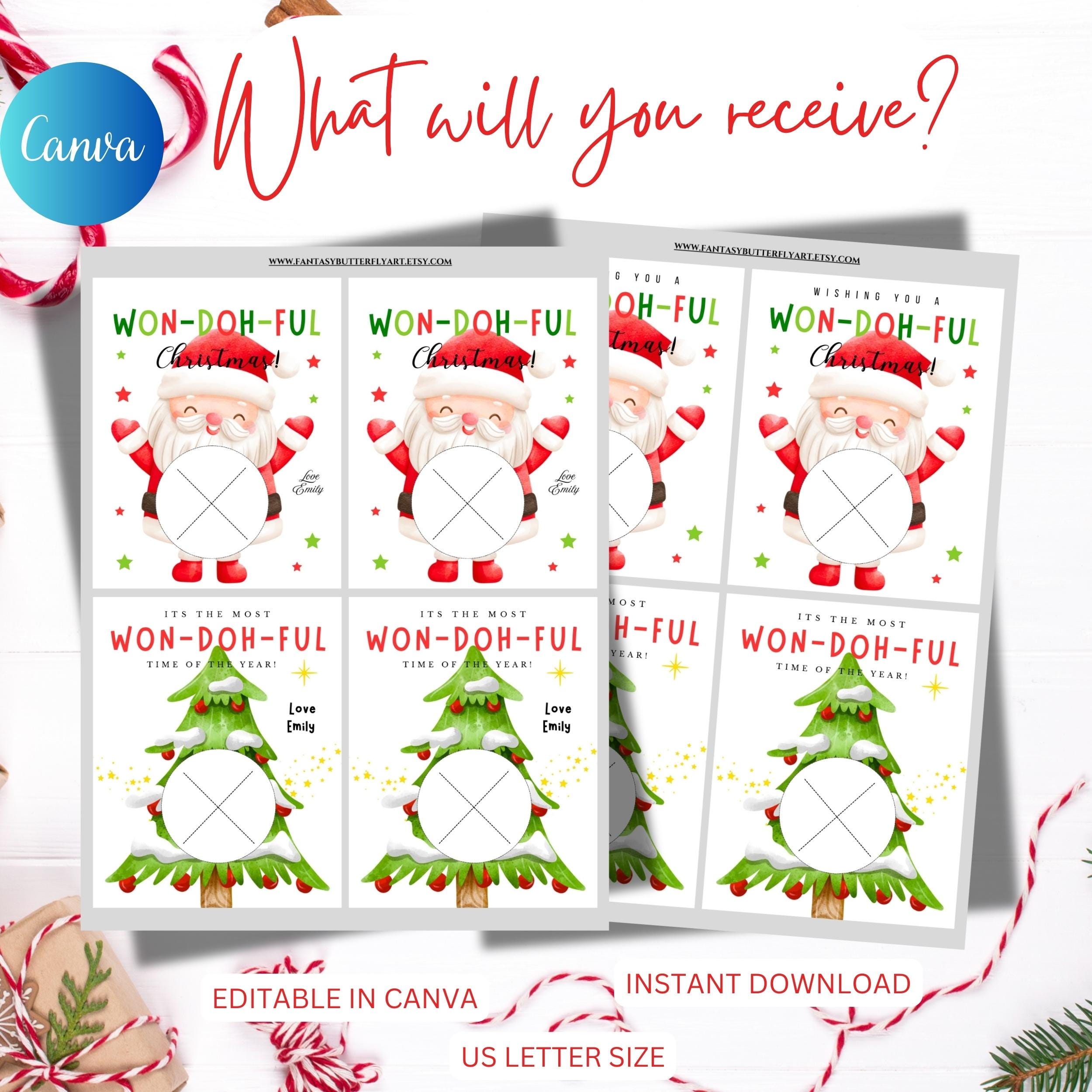 Christmas Play Doh Card Template, Printable Wishing You A Doh-lightful ...