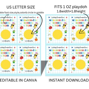 Back to School Play Dough Card Template, Printable Won-doh-ful School ...