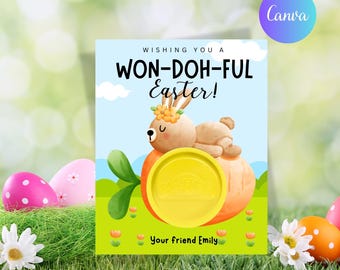 Easter Play Dough Card Template, Printable Won-doh-ful Easter Bunny ...