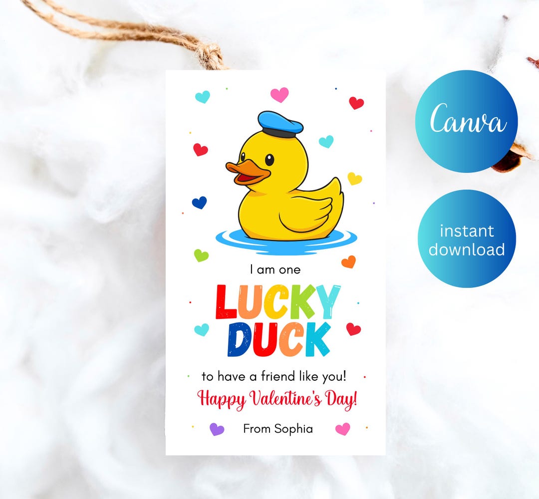 Etiquetas imprimibles de patito de goma para San Valentín, Etiqueta "Me ...
