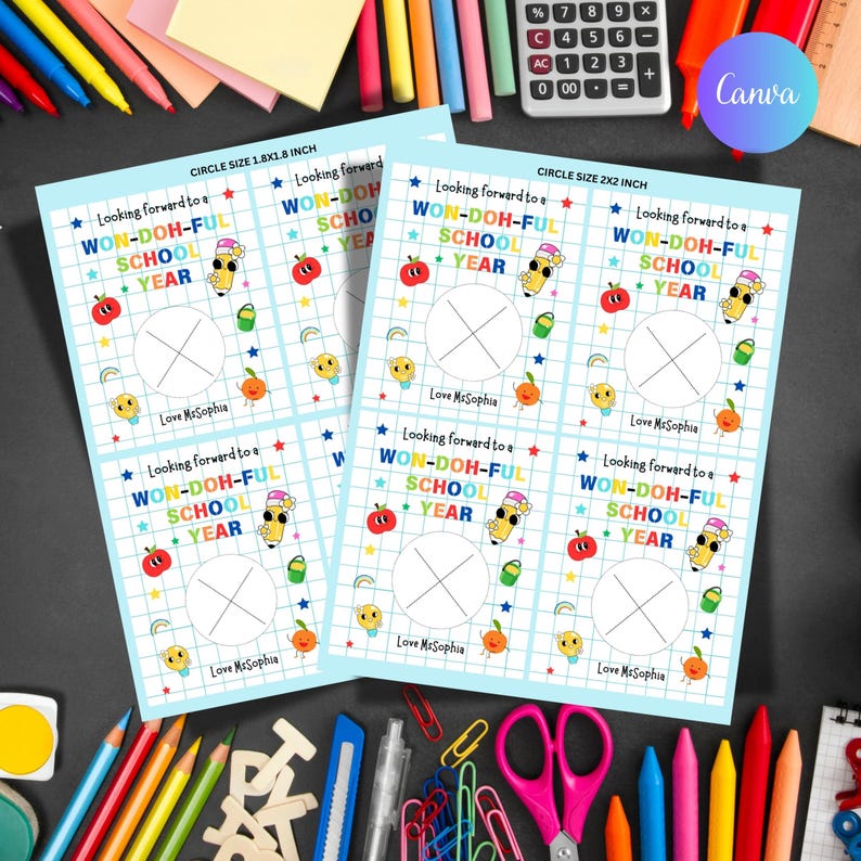 Back to School Play Dough Card Template, Printable Won-doh-ful School ...