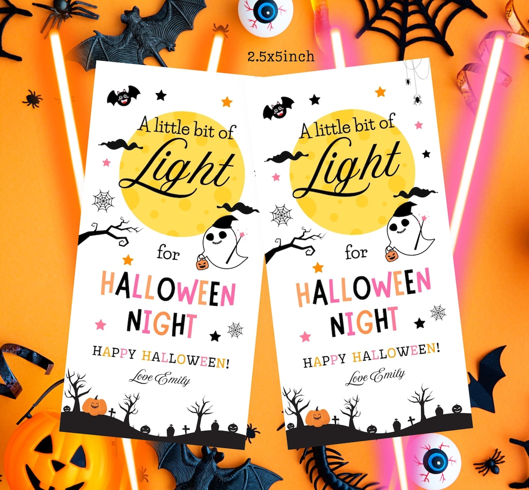 Halloween Glow Stick Tags, A Little Light for Halloween Night ...