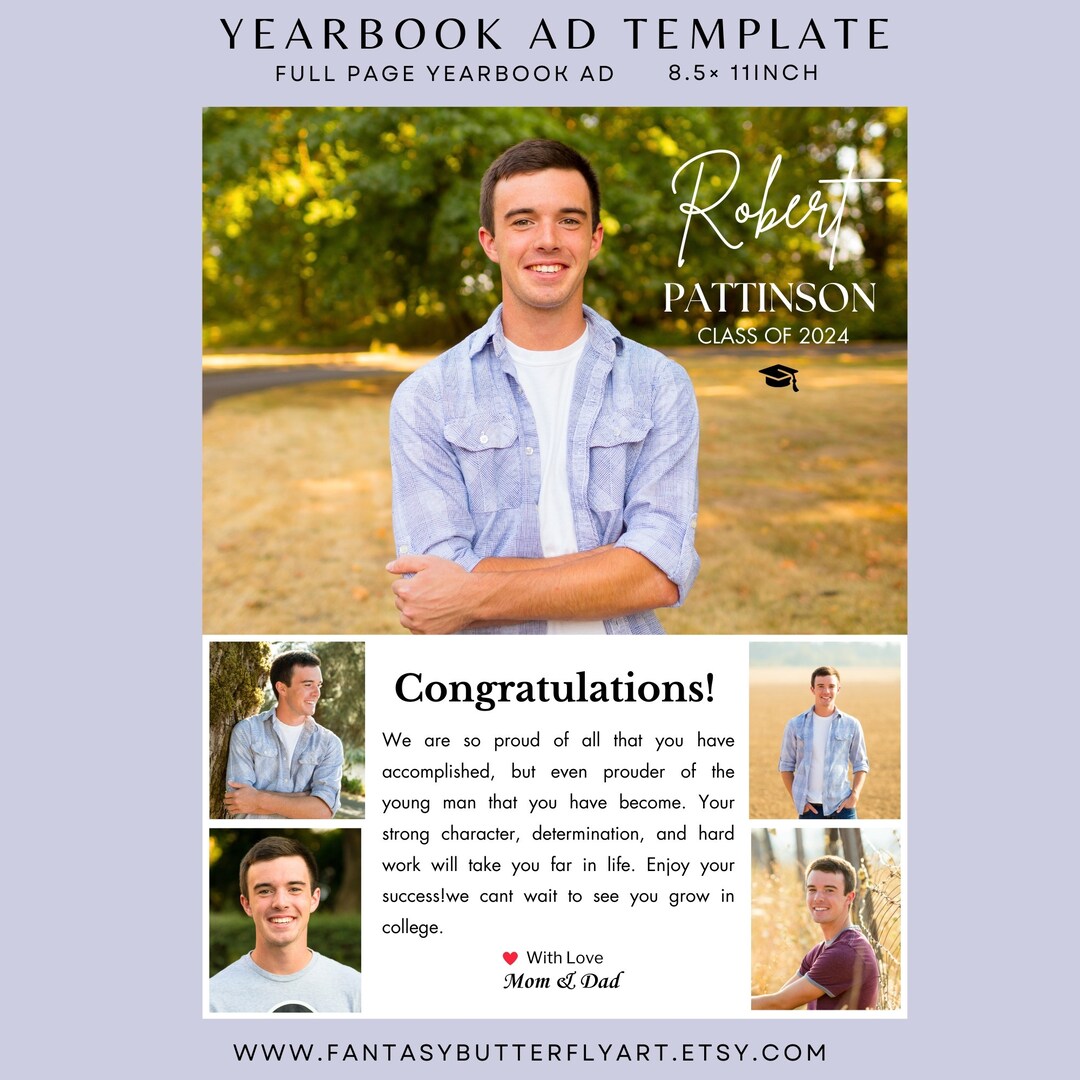 Senior Recognition Ad, Half Page Yearbook Ad Template, Graduation ...