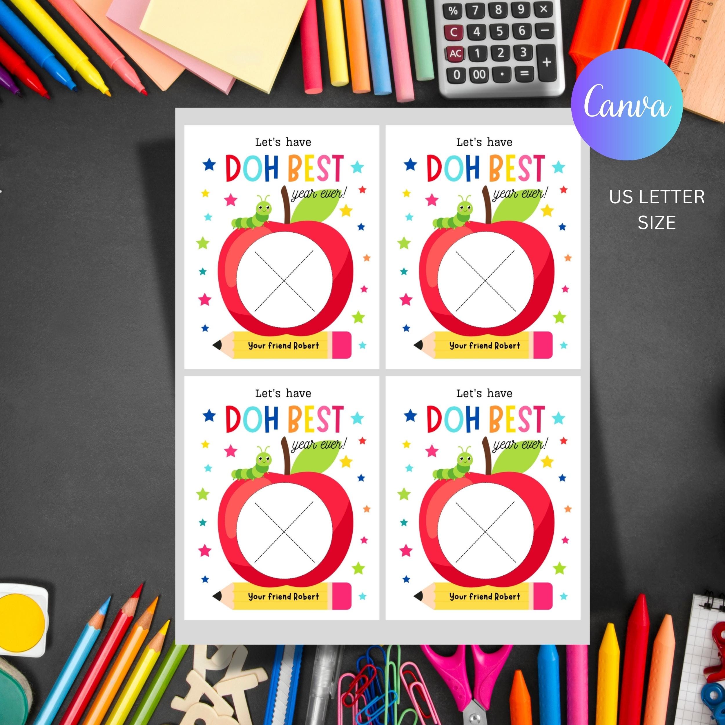 Back to School Play Dough Card Template, Printable Won-doh-ful School ...