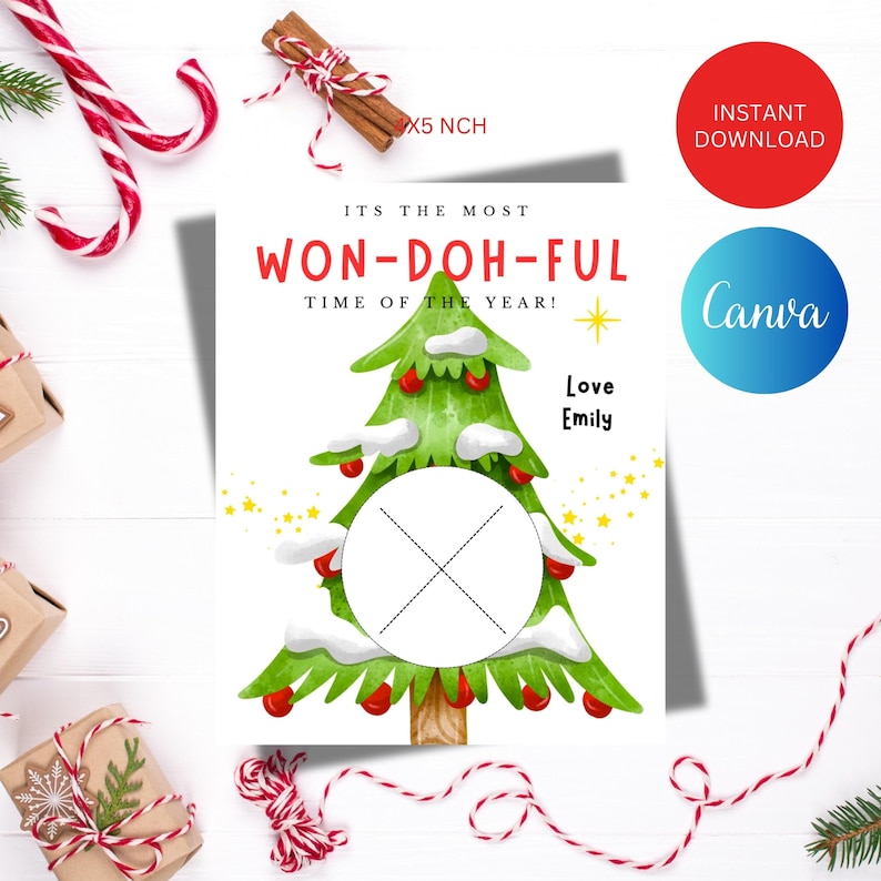 Christmas Play Doh Card Template, Printable Wishing You A Doh-lightful ...