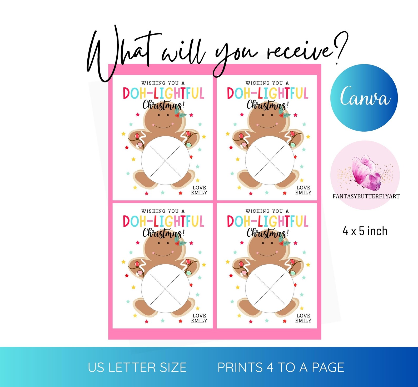 Christmas Gingerbread Play Doh Card Templateprintable Wishing You A Doh ...