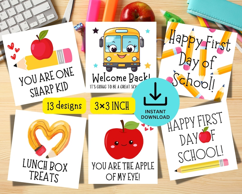 Back to School Lunch Box Notes Printable School Lunch Nox Notes Instant ...