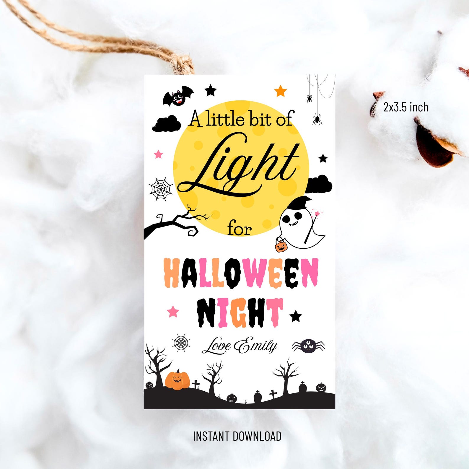 Halloween Glow Stick Tags, A Little Light for Halloween Night ...