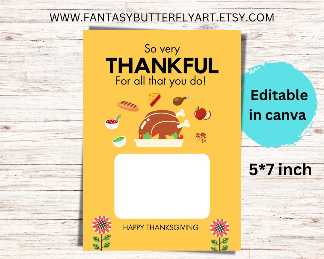 Editable Thanksgiving Food Gift Card Holder Edit in Canva - Etsy