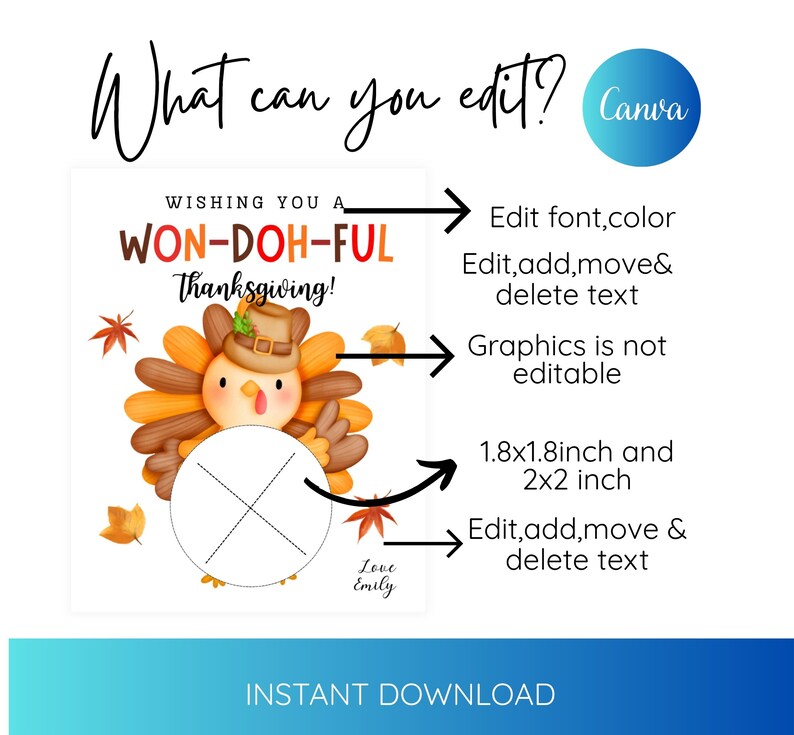 Thanksgiving Play Doh Card Template, Printable Won-doh-ful Cute Turkey ...