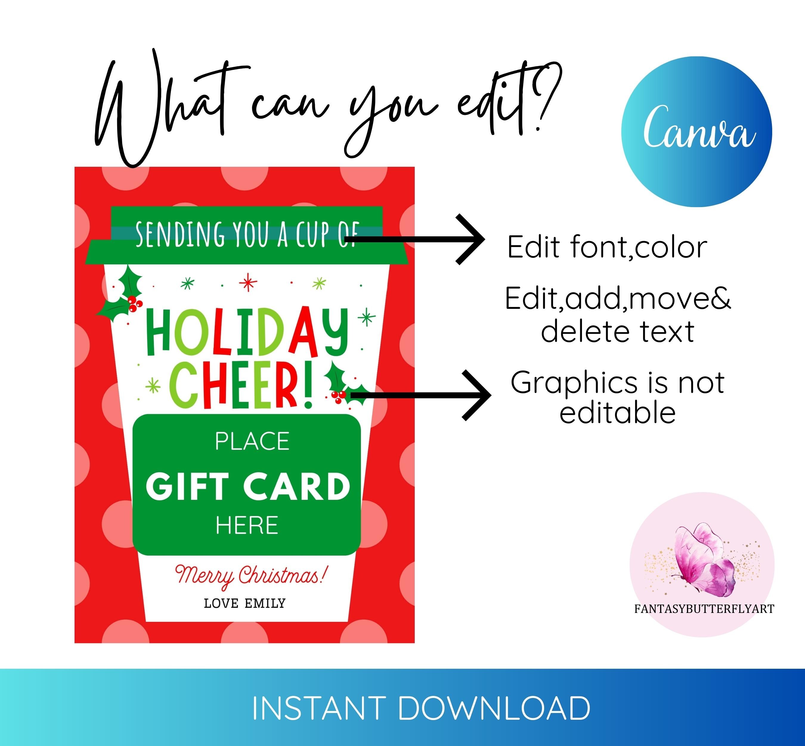 Christmas Coffee Gift Card Holder Printable Coffee Lover Gift Teacher ...