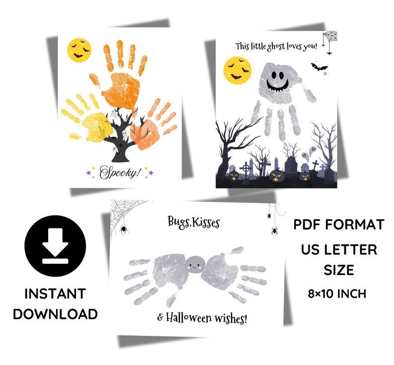 PRINTABLE Halloween Handprint Art, Boo Handprint Fall Art Craft ...