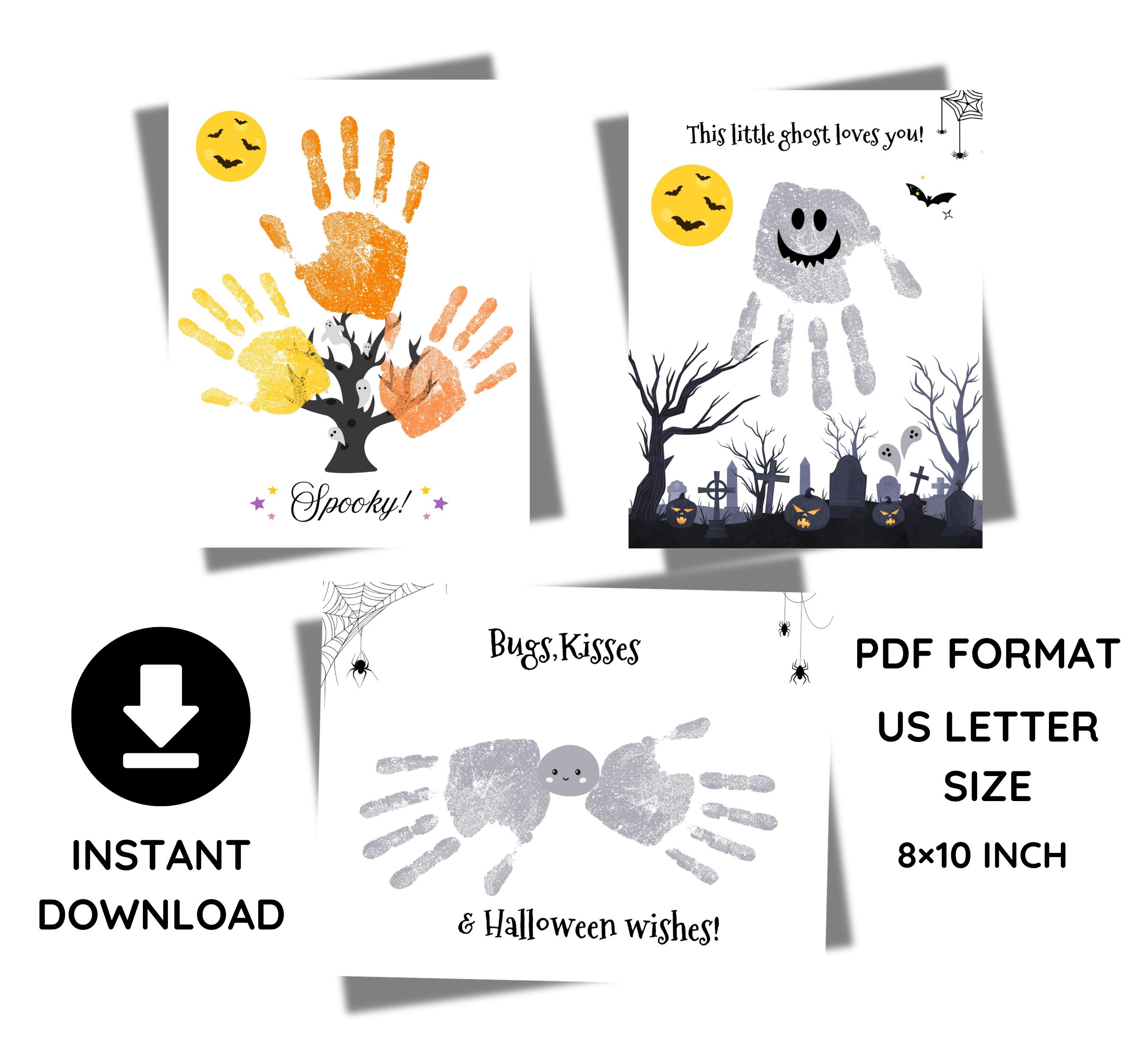 PRINTABLE Halloween Handprint Art, Boo Handprint Fall Art Craft ...