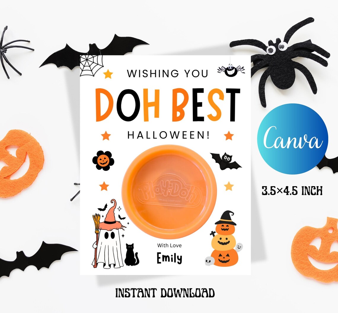 Halloween Play Doh Card Template, Printable Wishing You Doh Best ...