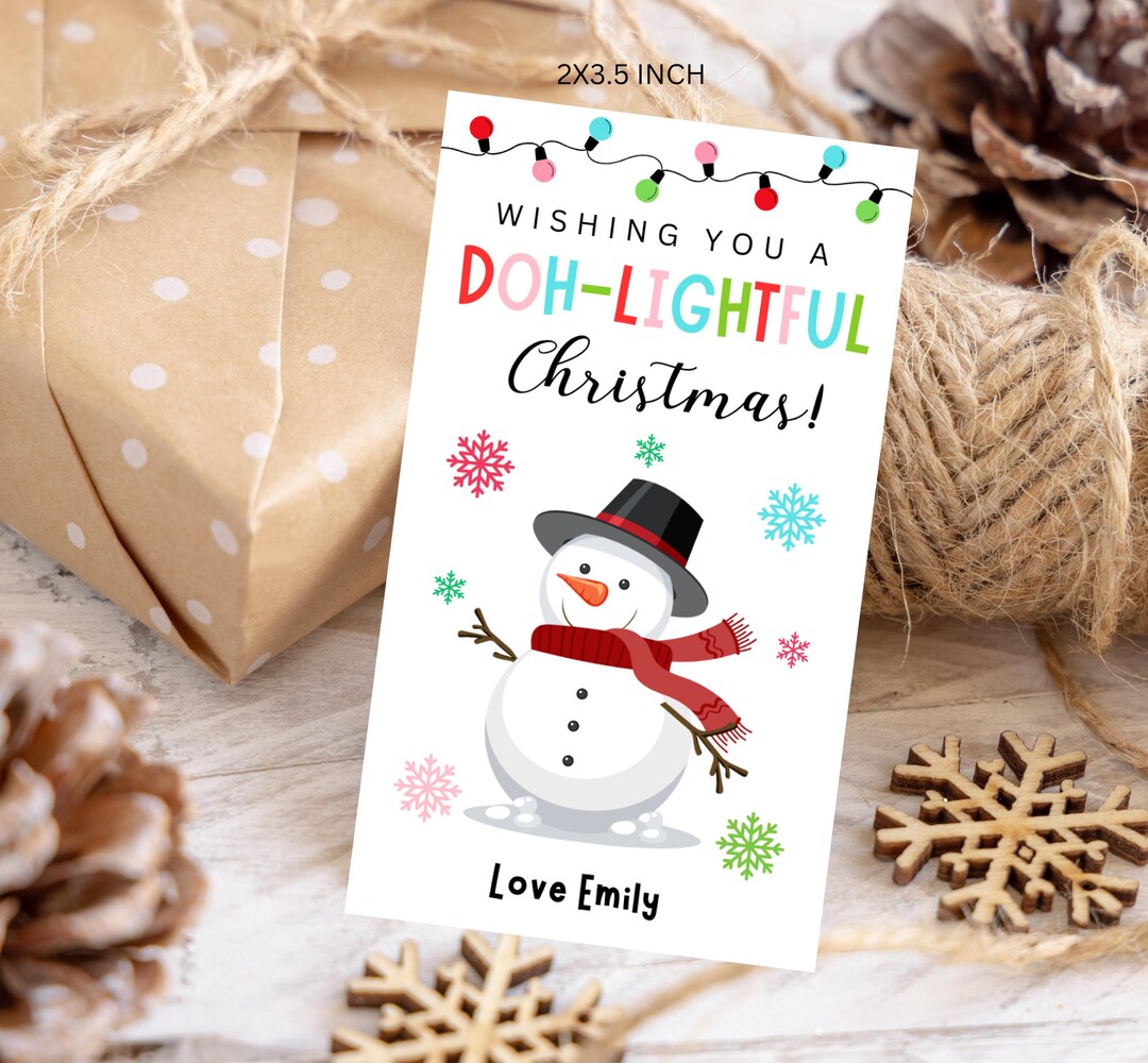 Christmas Play Doh Tag, Doh Lightful Classroom Favor, School Winter Tag ...