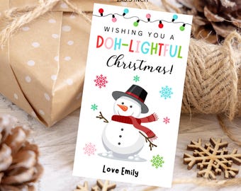 Christmas Play Doh Tag, Doh Lightful Classroom Favor, School Winter Tag ...