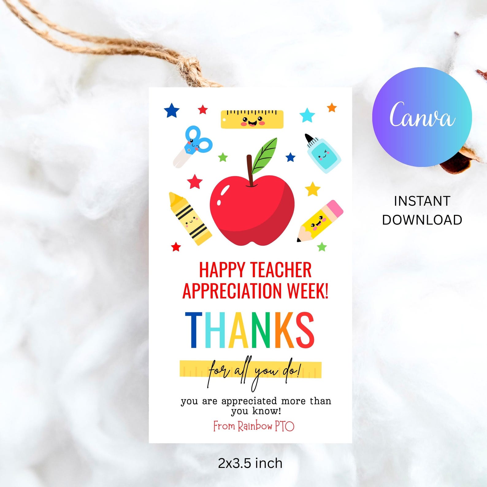 Happy Teacher Appreciation Week Gift Tag Template, Printable Thank You ...