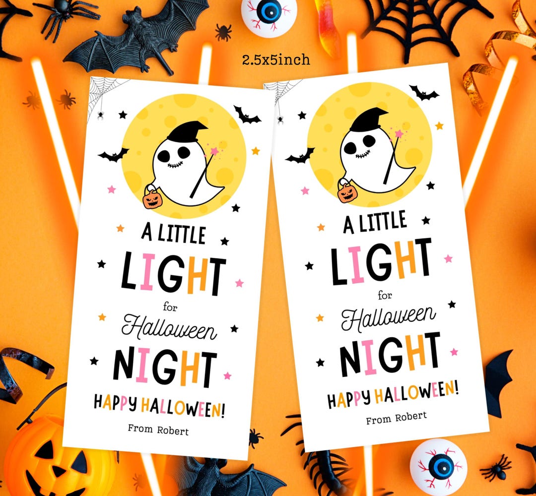 Halloween Glow Stick Tags, A Little Light for Halloween Night ...