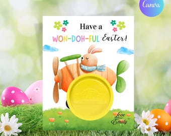 Easter Play Dough Card Template, Printable Won-doh-ful Easter Bunny ...